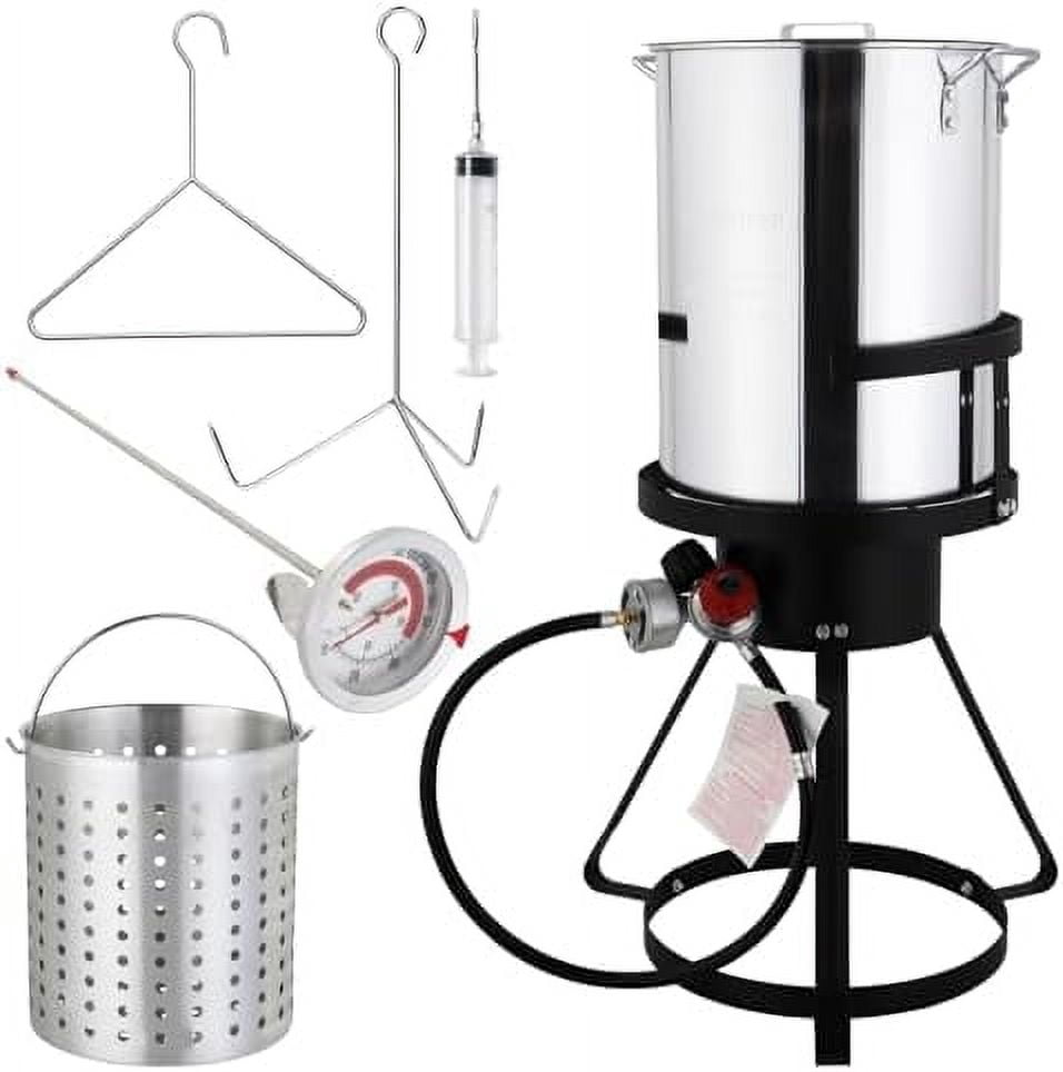 30QT Turkey Fryer with Basket and Propane Gas Burner Set, Seafood Boil ...