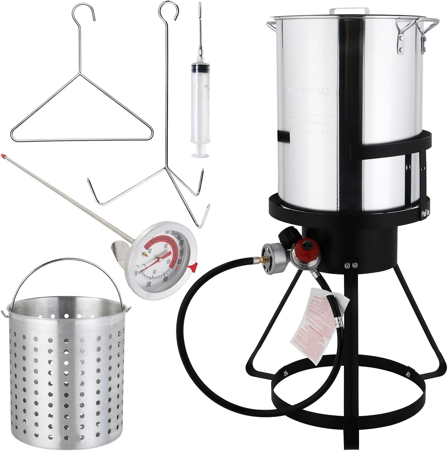 30QT Turkey Fryer with Boiler Steamer Set Basket & 55000BTU Propane ...