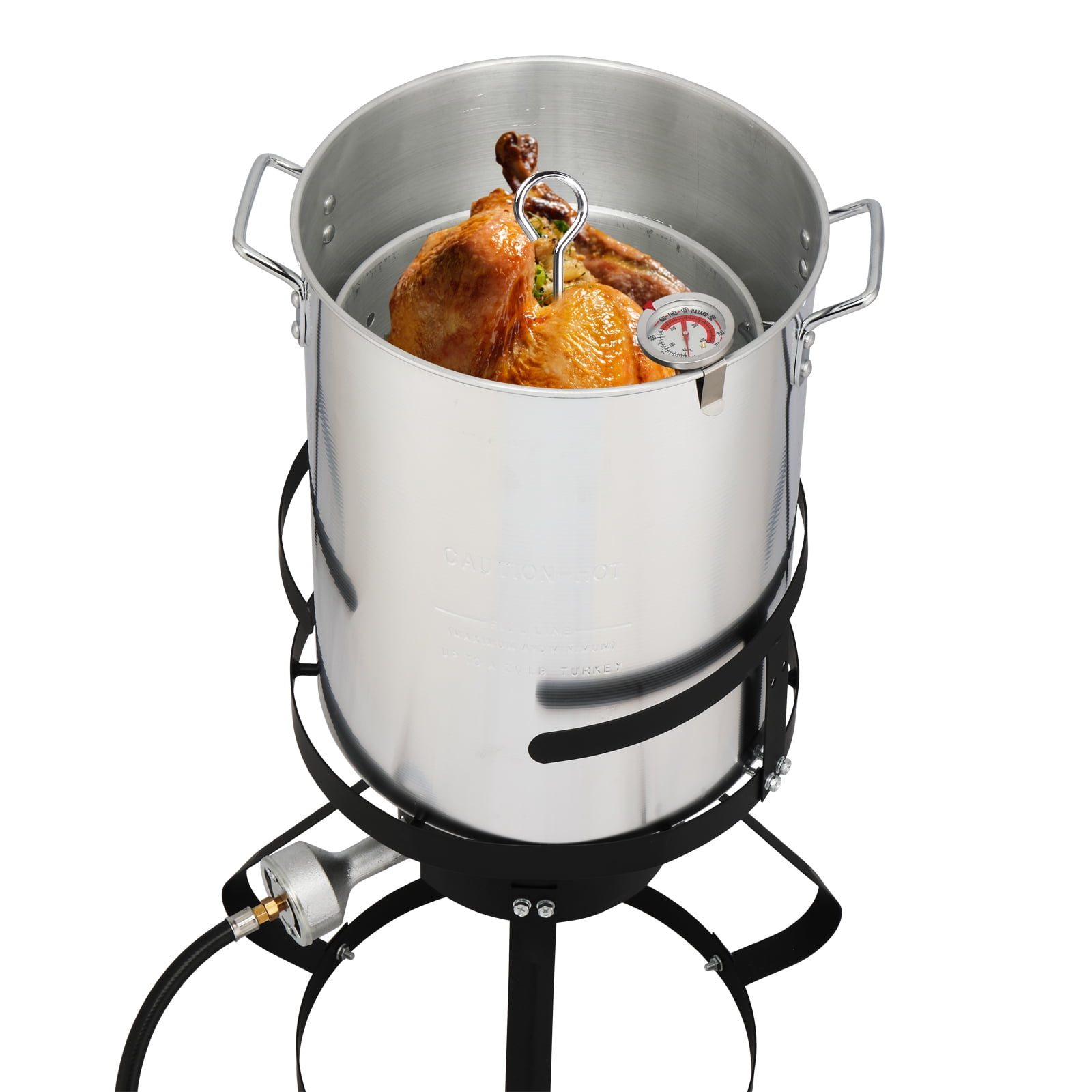 30QT Turkey Pot, 10QT Fish Pot, Four Piece Set, Black Circular Iron ...