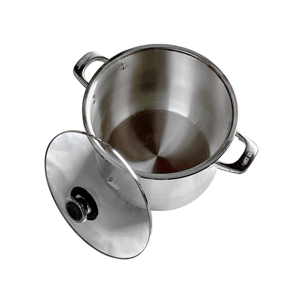 30Qt Stainless Steel Stock Pot,with Lid,Tempered Glass Lid & Double ...