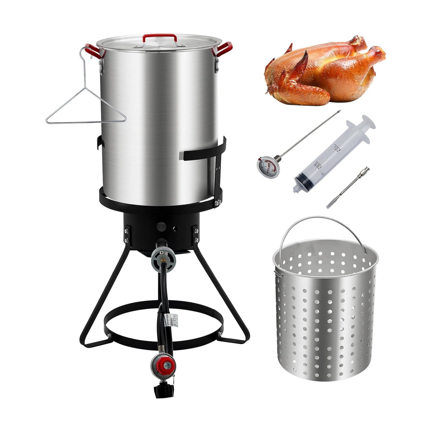 30Qt Turkey Fryer,Home 5000BTU Aluminum Outdoor Deep Fryer & Seafood ...