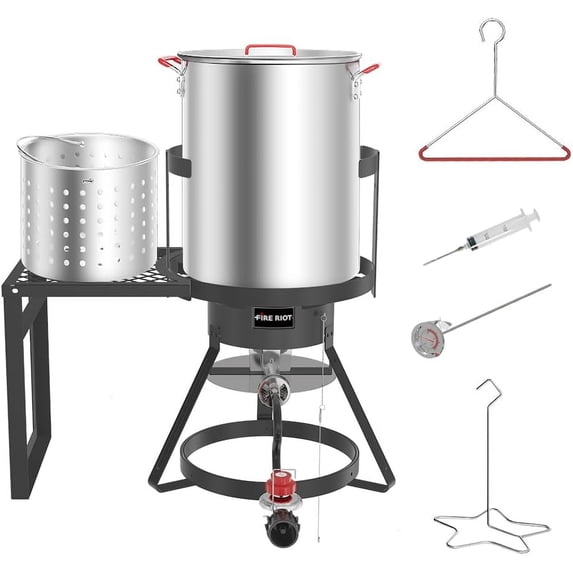 30Qt Turkey Fryer with Basket, Outdoor Propane Deep Fryers Burner Stand ...