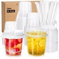 30Set 24OZ Clear Plastic Cups with Lid and Straw, Beverage Bucket with ...