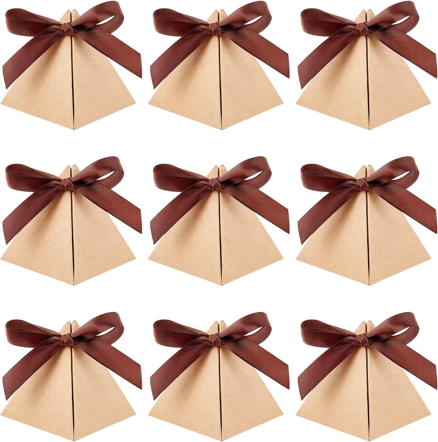 30Set 30 Pcs Triangle Paper Favor Boxes with Polyester Ribbon Camel 2 ...