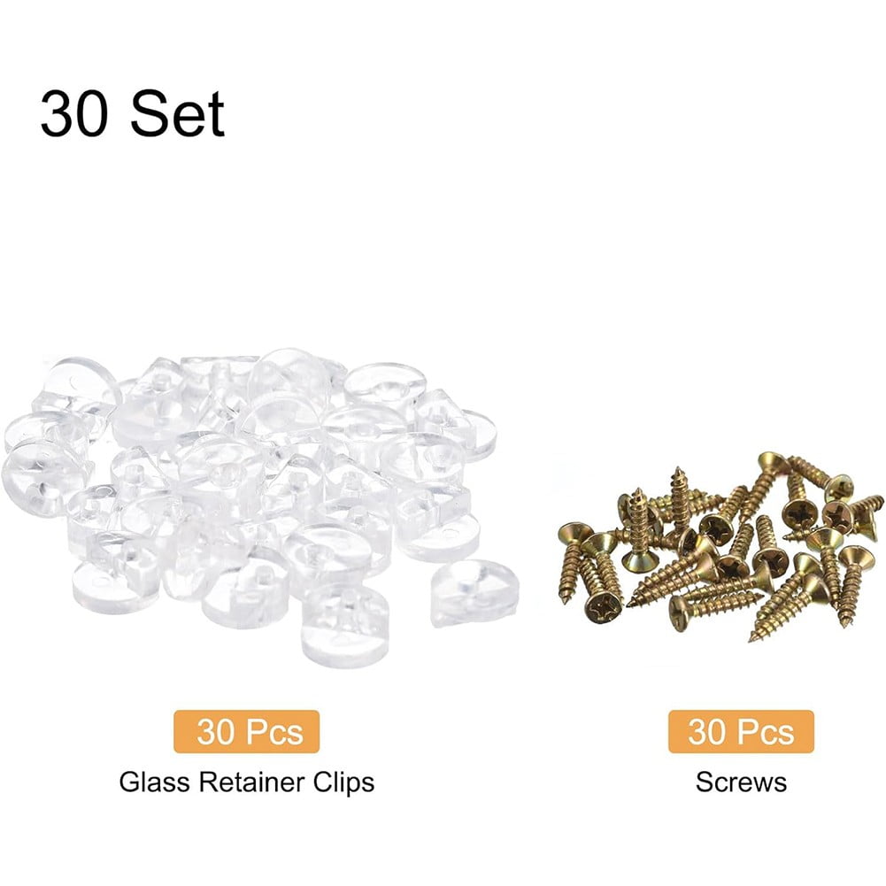 30Set Glass Retainer Clips Kit, 13Mm Plastic Glass Cabinet Clips With ...