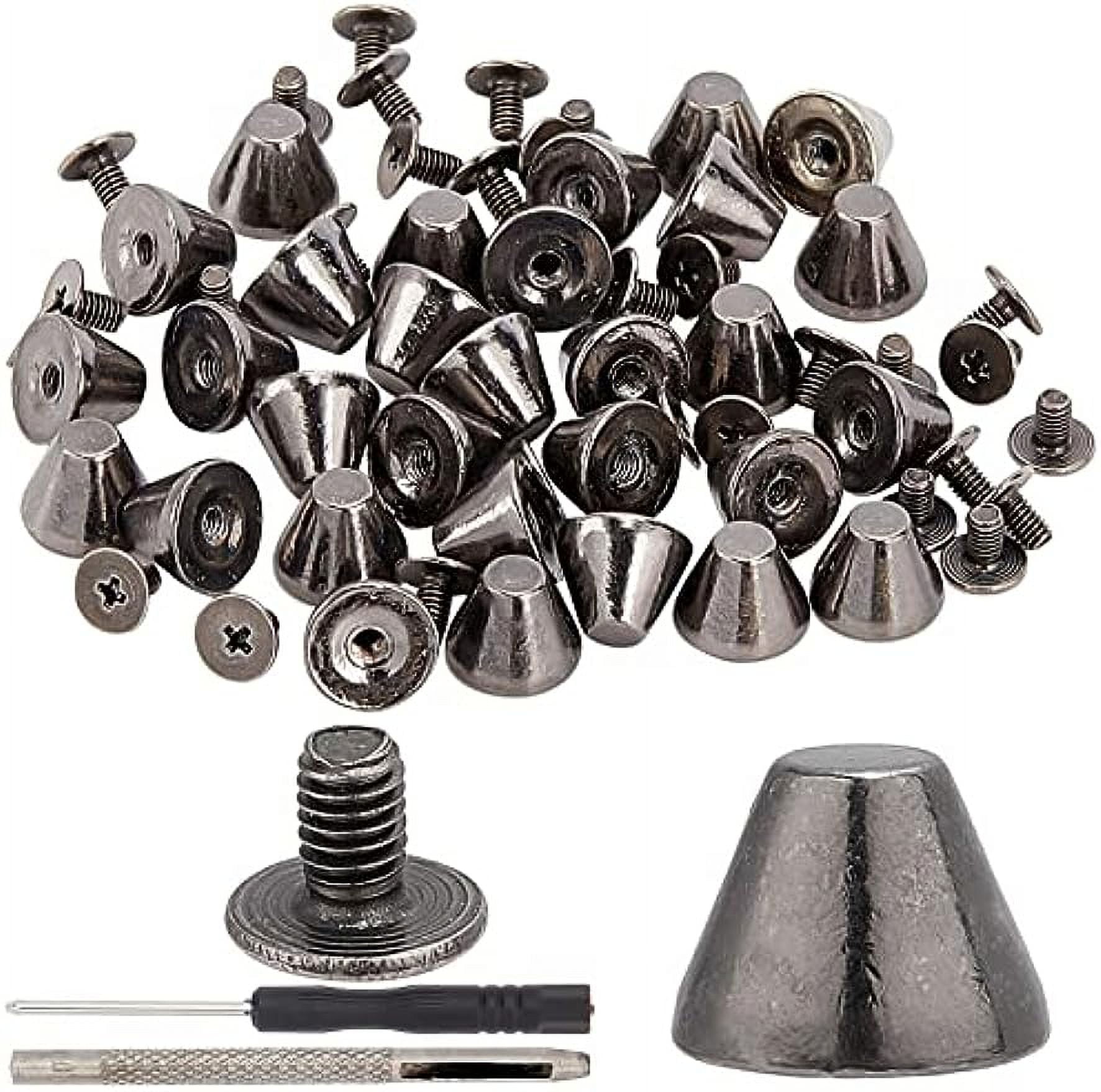 30Sets 8mm Height Black Screw Back Rivets Metal Flat Head Punk Stud ...