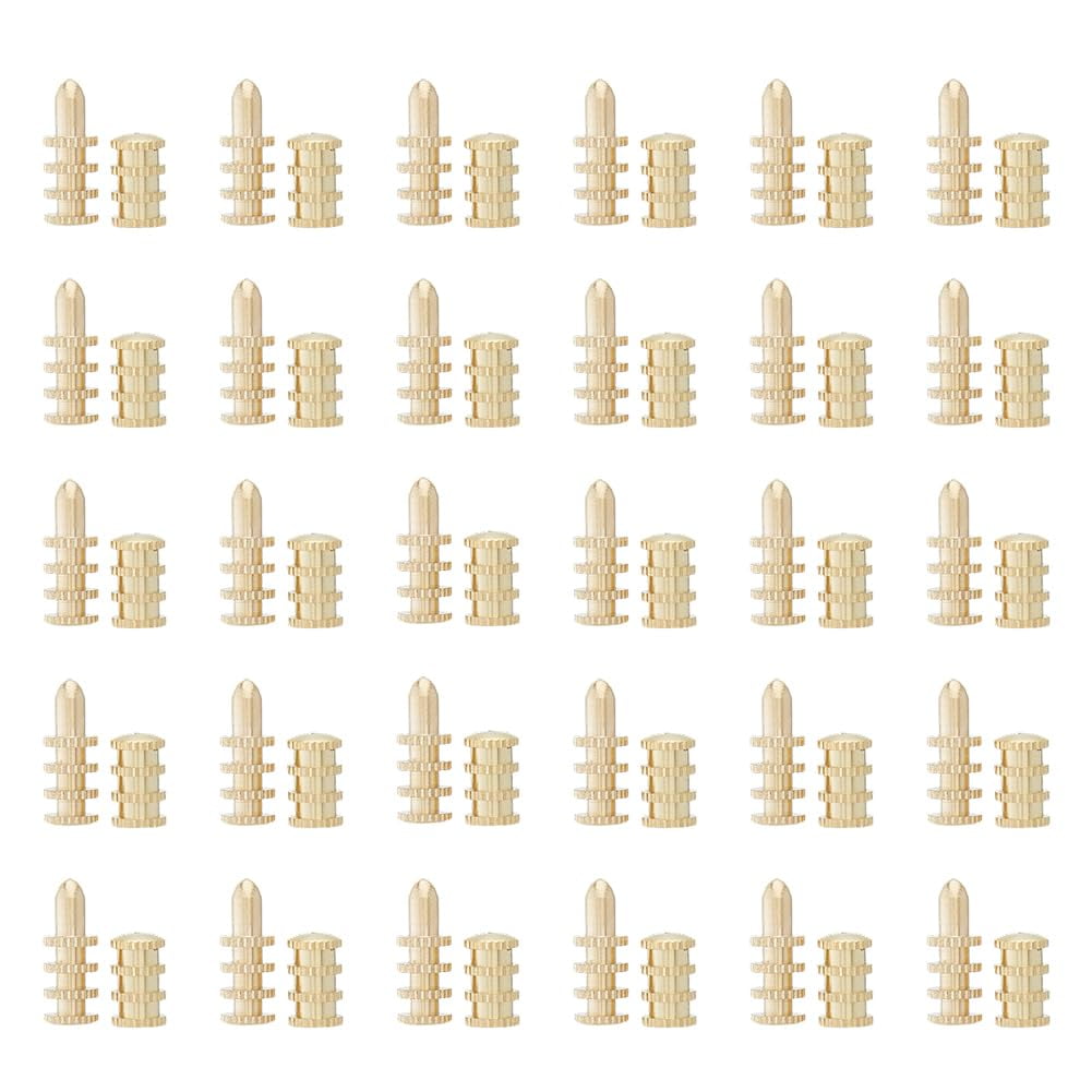 30Sets Table Bolt Sleeve Connectors Brass Table Leaf Dowel Sets Table ...