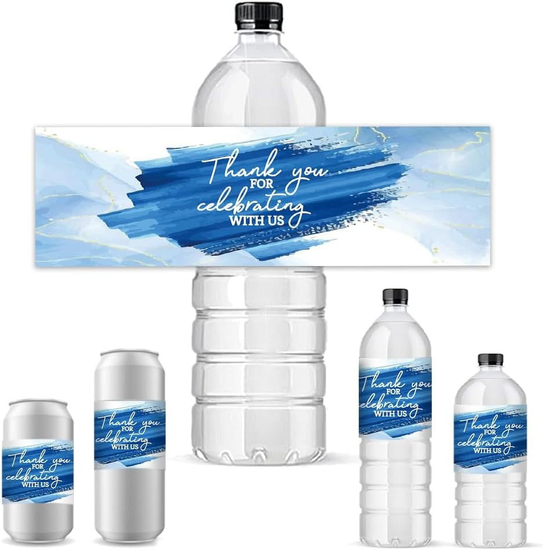 30Sheet 30 PCS Water Bottle Labels Blue Watercolor Bottle Stickers ...
