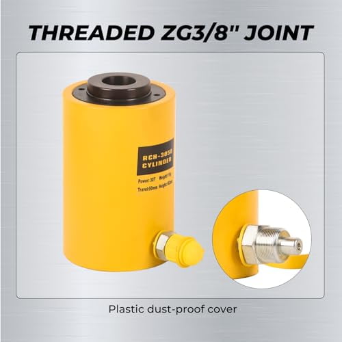 30T Hydraulic Cylinder Jack, 2" Stroke Single Acting Hollow Hydraulic ...