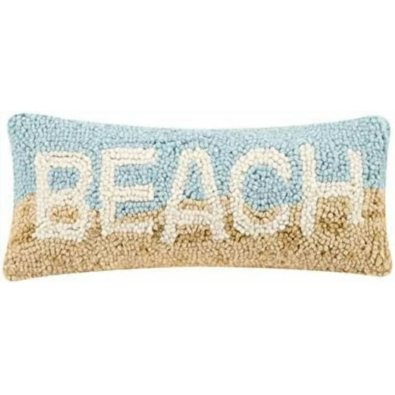 30TG449C05OB Blown Filled Hook Throw Pillow, 12-inch Length, Wool and Cotton (Beach)$$Home Decor ...