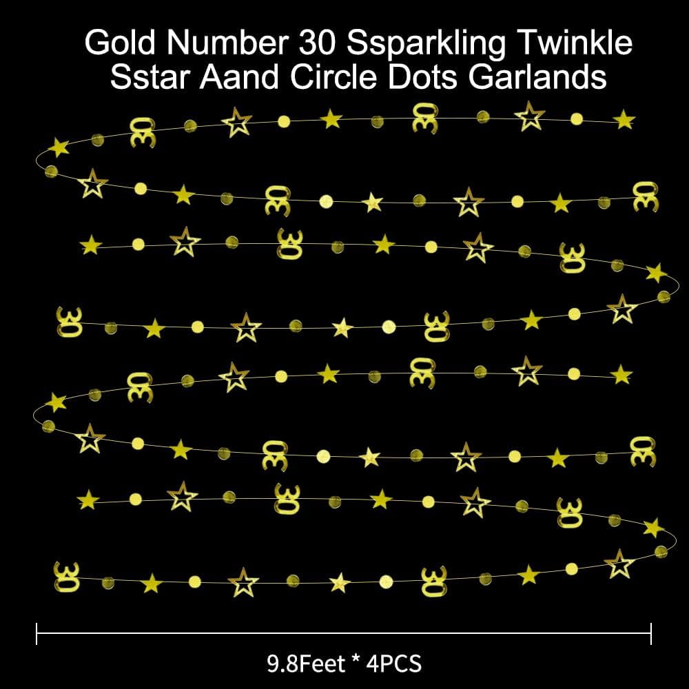 30Th Birthday Decorationsshimmering Number 30 Circle Dot Twinkle Star ...