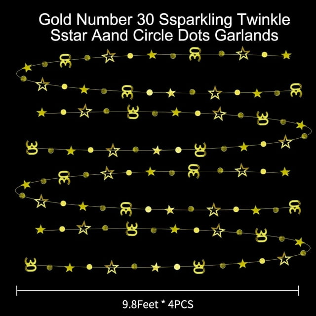 30Th Birthday Decorationsshimmering Number 30 Circle Dot Twinkle Star ...