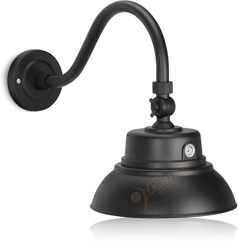 30W/20W/15W LED Black Gooseneck Barn Light Fixture, 10in Diameter with ...