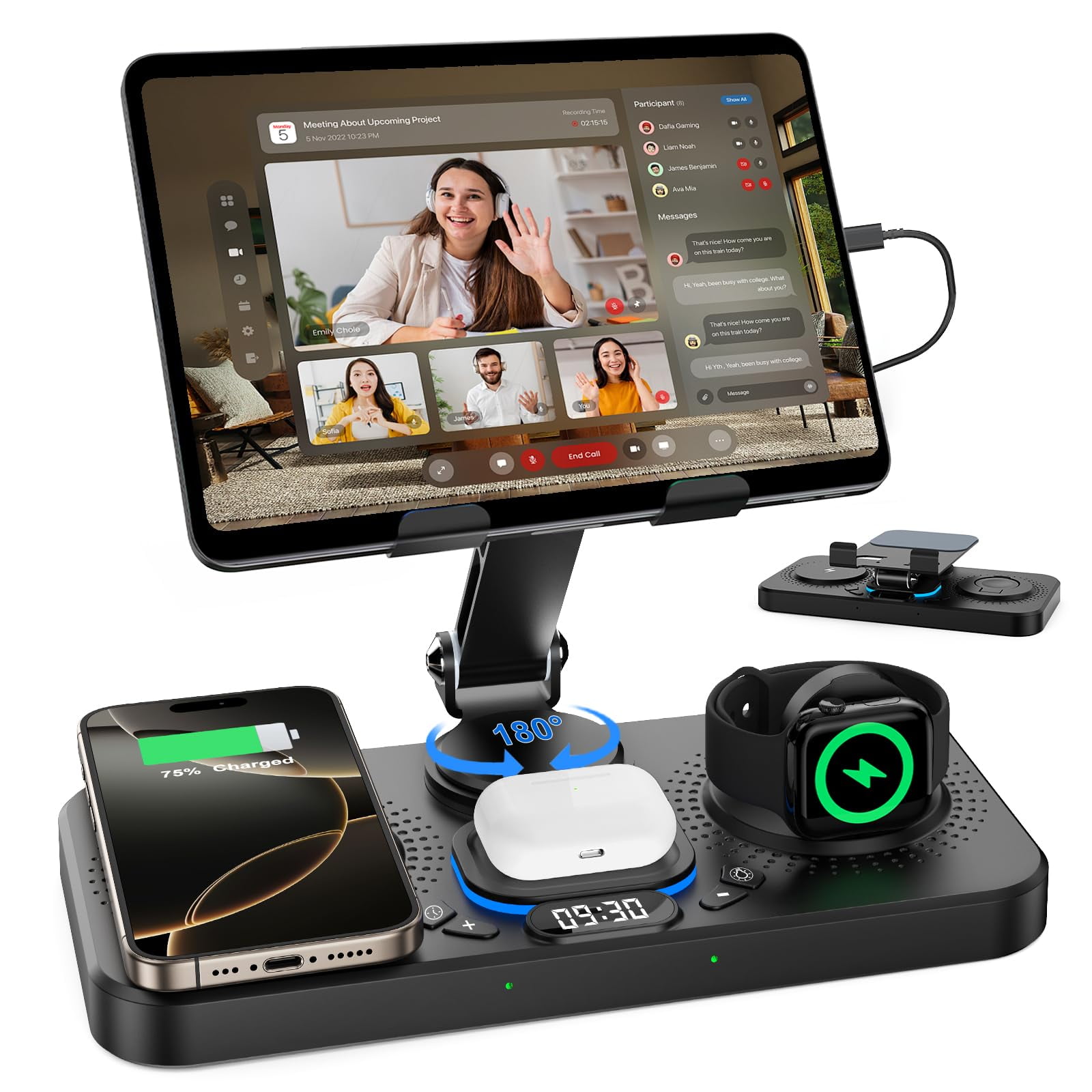 30W Charging Station for Apple Products, Foldable Wireless Charger with ...