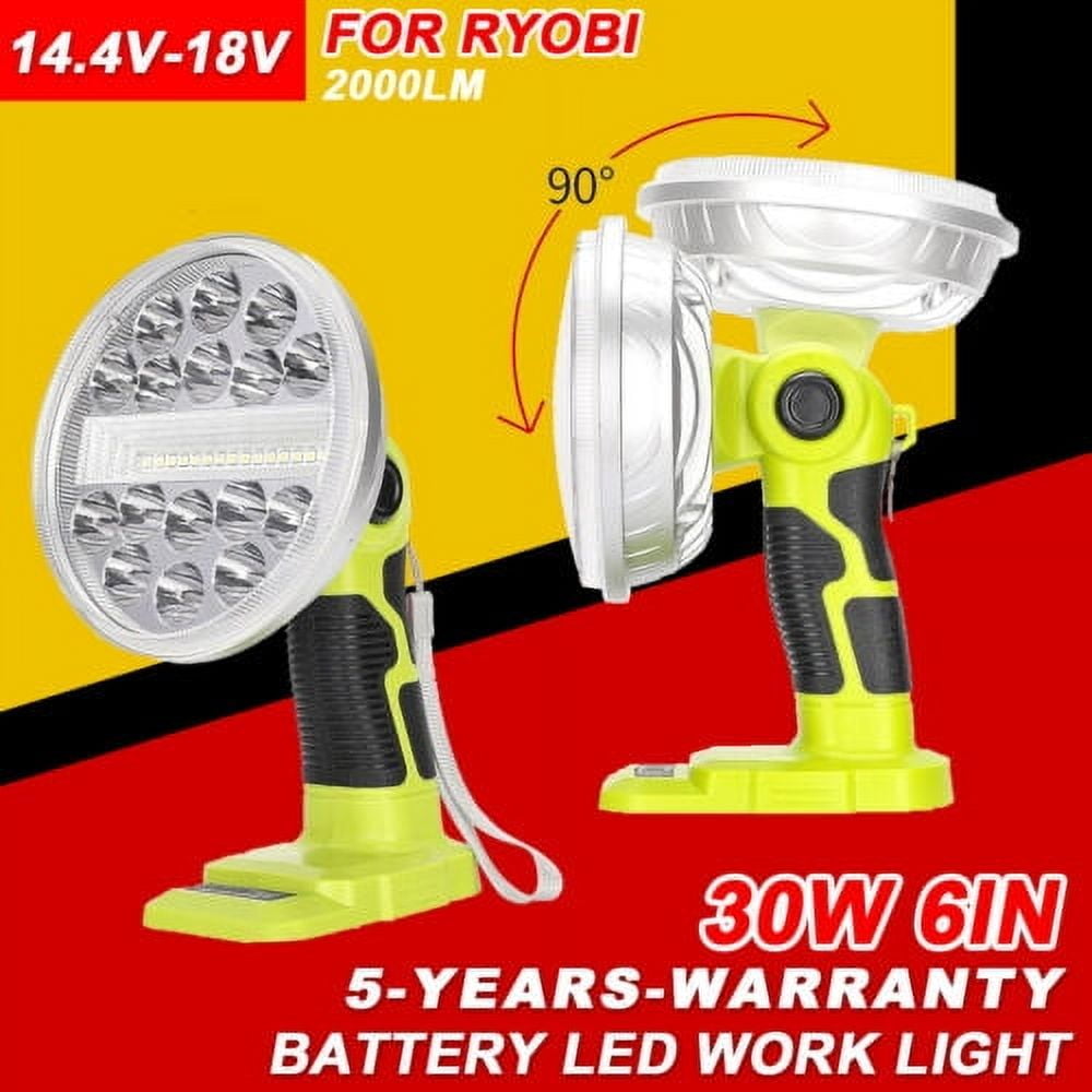 30W Cordless LED Work Light Spotlight for Ryobi 18V Li-ion Battery ...