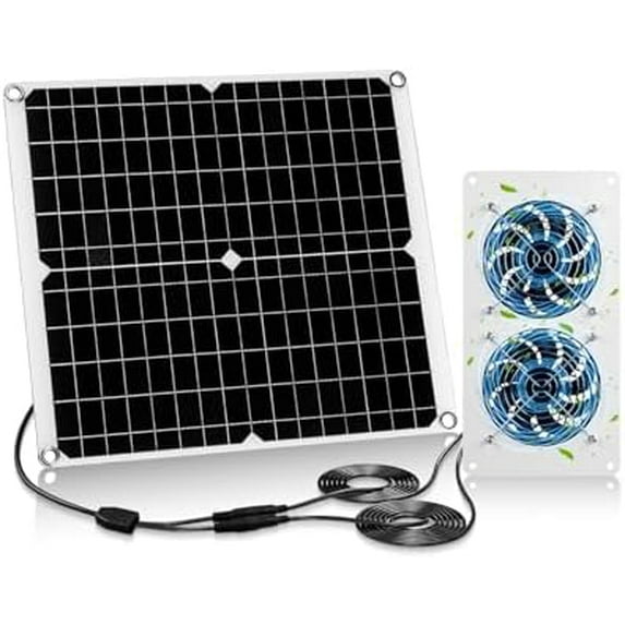 30W Dual Solar Fan Kit for Outside Greenhouse Shed Chicken Coop, IPX7 ...