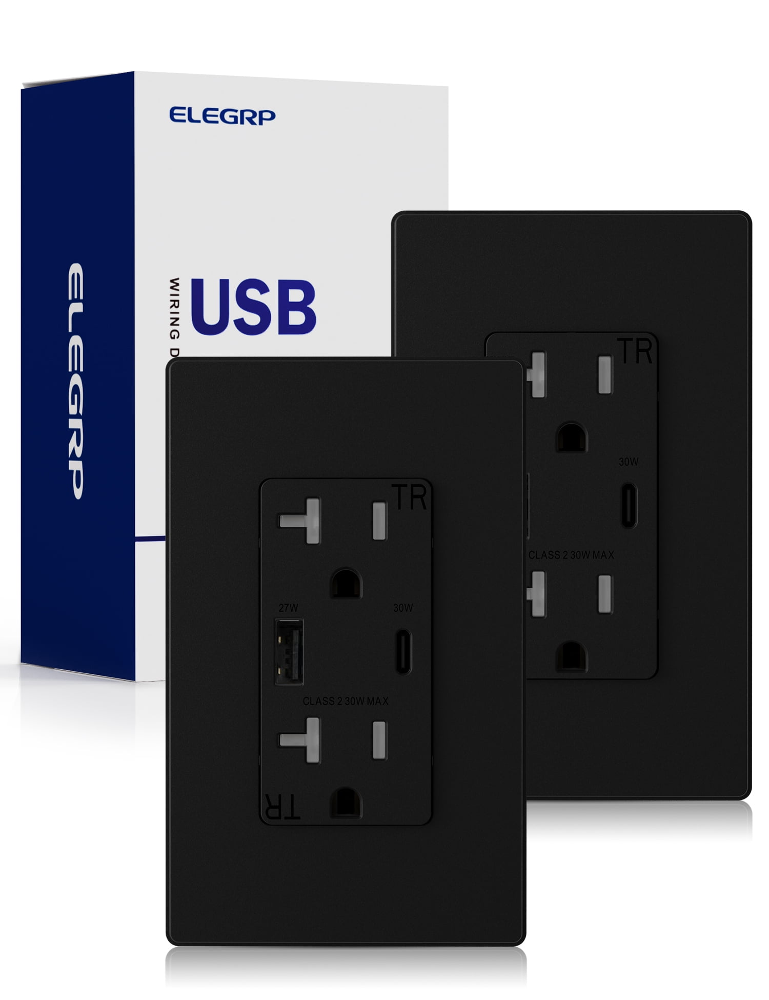 ELEGRP 30W Type A & Type C USB Wall Outlet for Power Delivery and Quick ...
