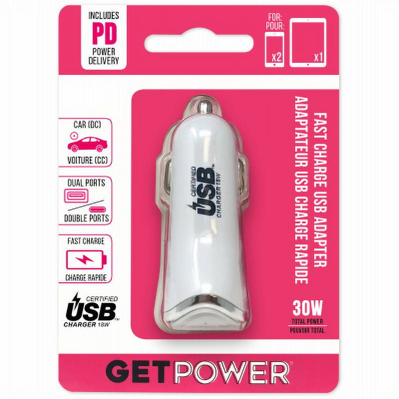 30W Dual USB DC Adapter. Fast charge USB car adapter. Delivers up to 3 ...