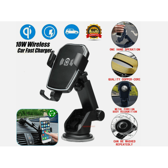 30W Fast Car Wireless Charger Mount for Samsung – 2-in-1 Auto Clamping ...