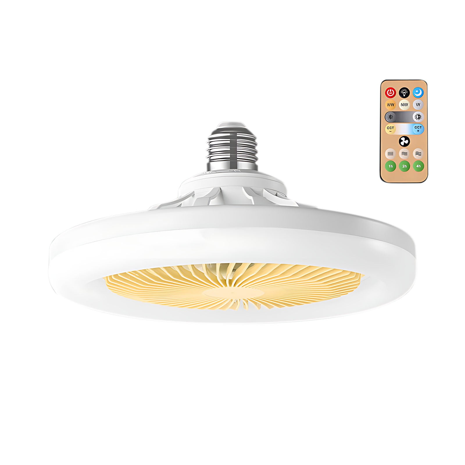 30W LED Fan Light Bulb with Remote Control, 3-Speed Adjustable Airflow ...