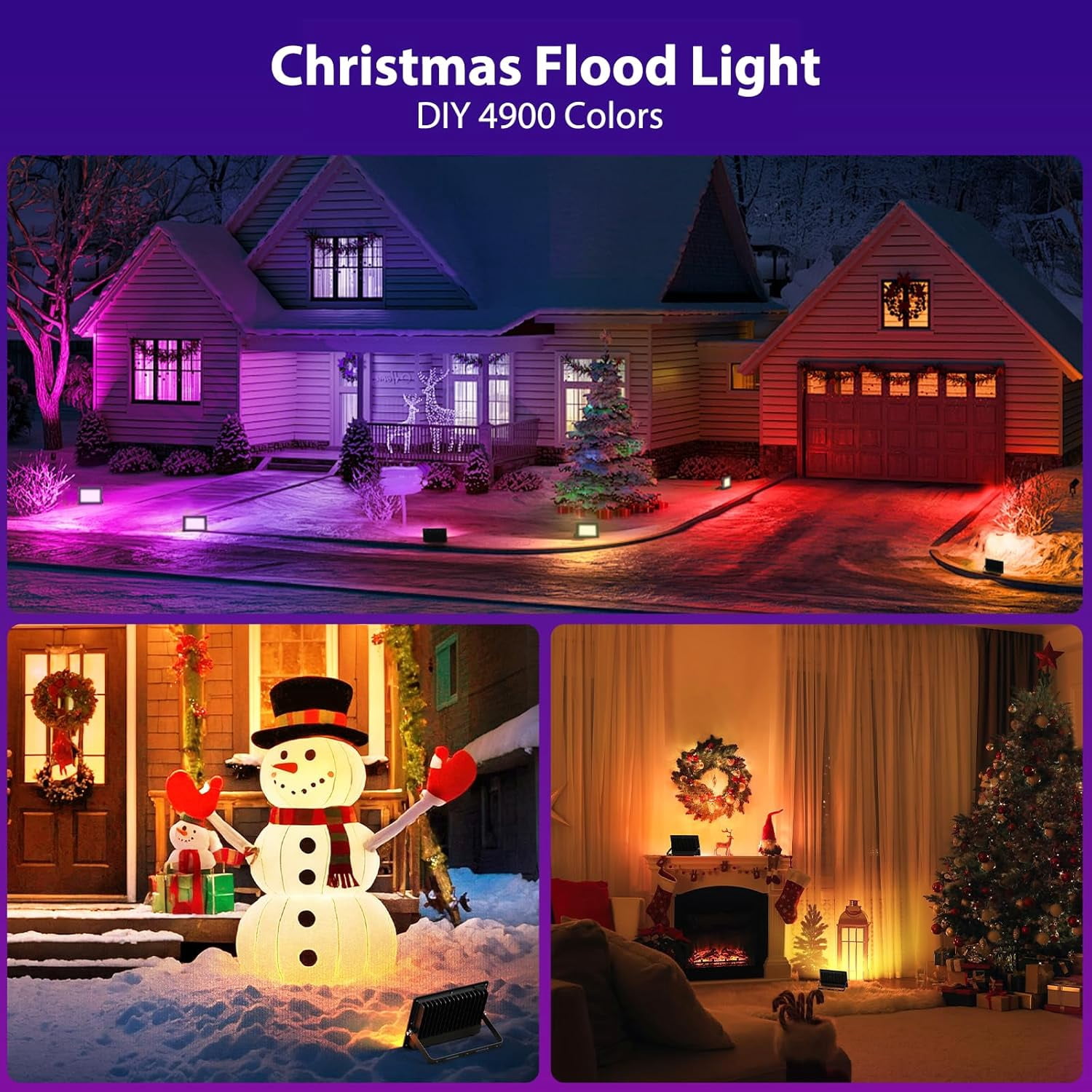 30W LED Flood Light Outdoor, 300W Equivalent 2700K Warm White RGB Color ...