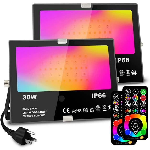 30W Led Flood Light Outdoor 300W Equivalent, Color Changing RGB Lights ...