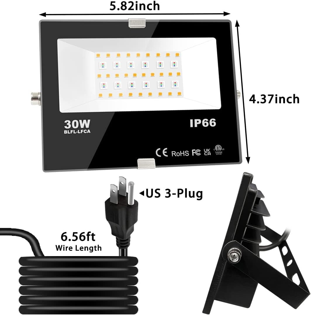 30W Led Flood Light Outdoor 300W Equivalent, Color Changing RGB Lights ...