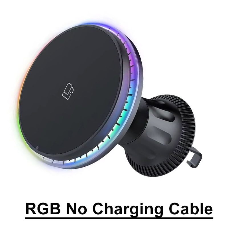 30W Magnetic Car Wireless Chargers RGB LED Light For iPhone 12 13 14 15 ...