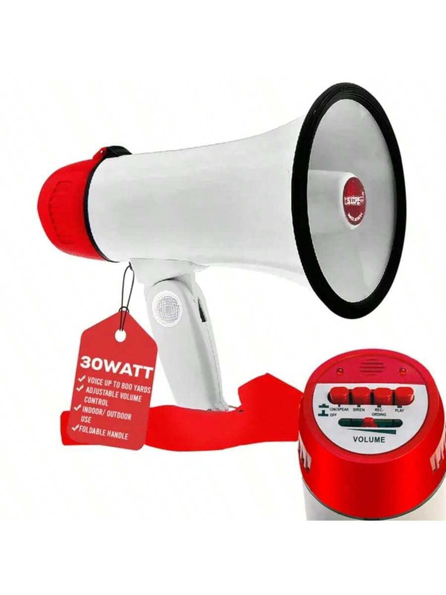 30W Megaphone Bullhorn Speaker, Battery/Rechargeable USB Versions (Mini ...