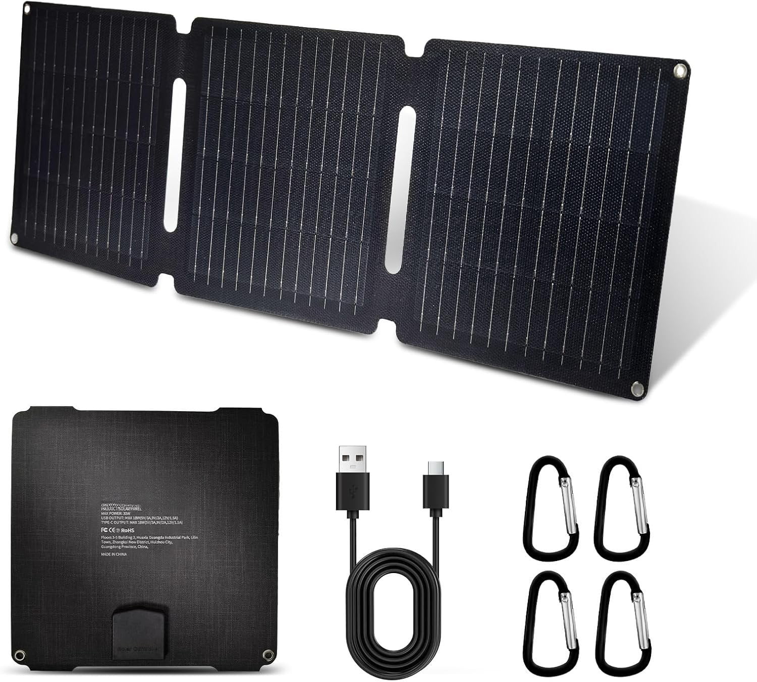 30W Portable Solar Panel,Foldable Solar Panels Charger for Camping ...