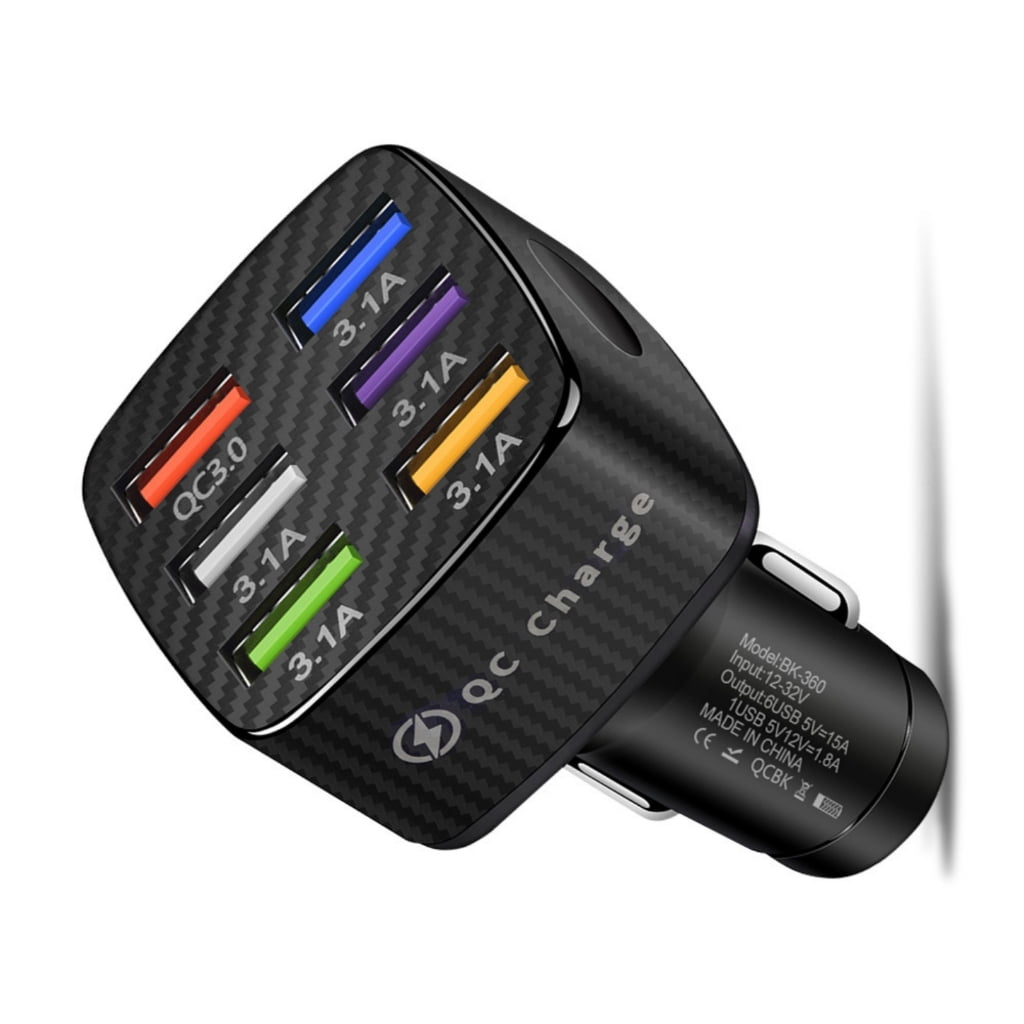 30W QC3.0 Car Charger 6 Port USB Adapter for Cigarettes Lighter ...