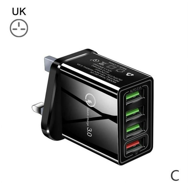 30W QC3.0 Fast Quick Charge 4-USB Ports Hub Wall Charger Power Adapter ...