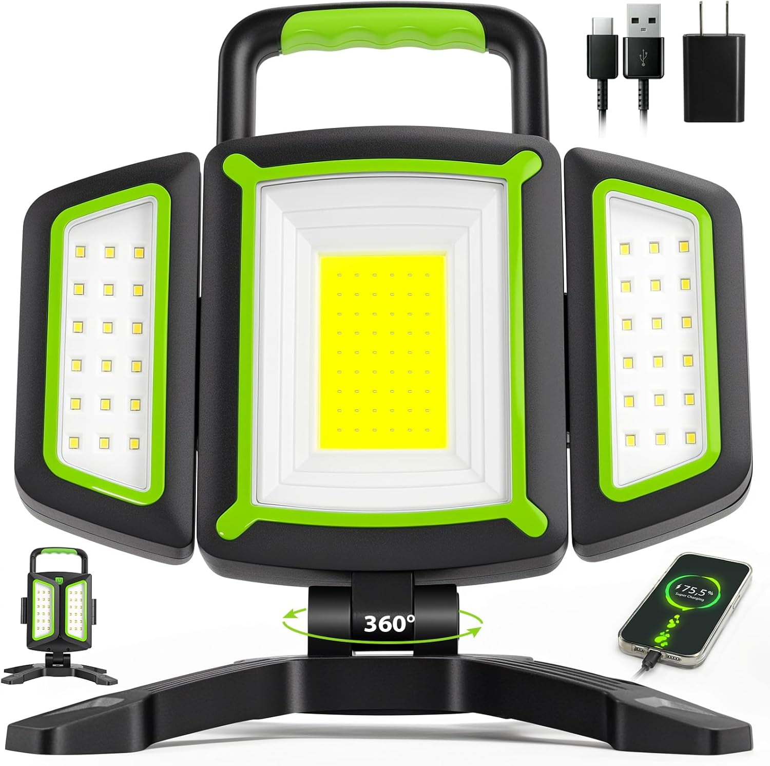 30W Rechargeable LED Work Light, 3000LM Magnetic, 5 Modes, 360 ...