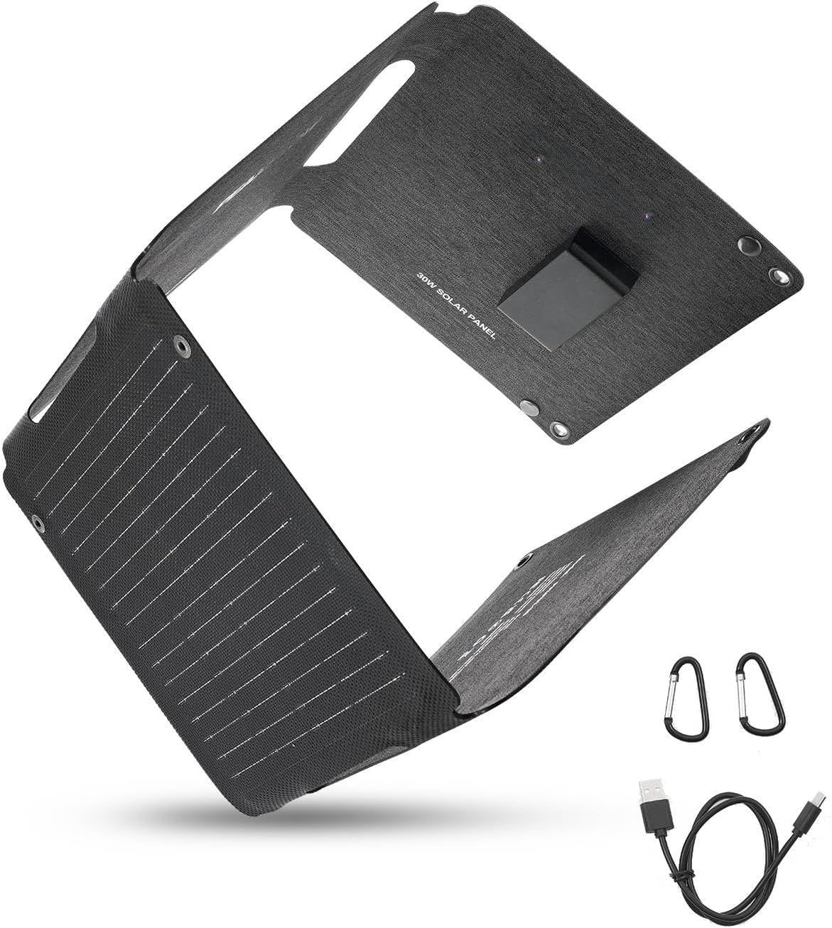 30W Solar Panel,Foldable Portable Solar Panel,25.4% , -A and 2 -C Ports ...