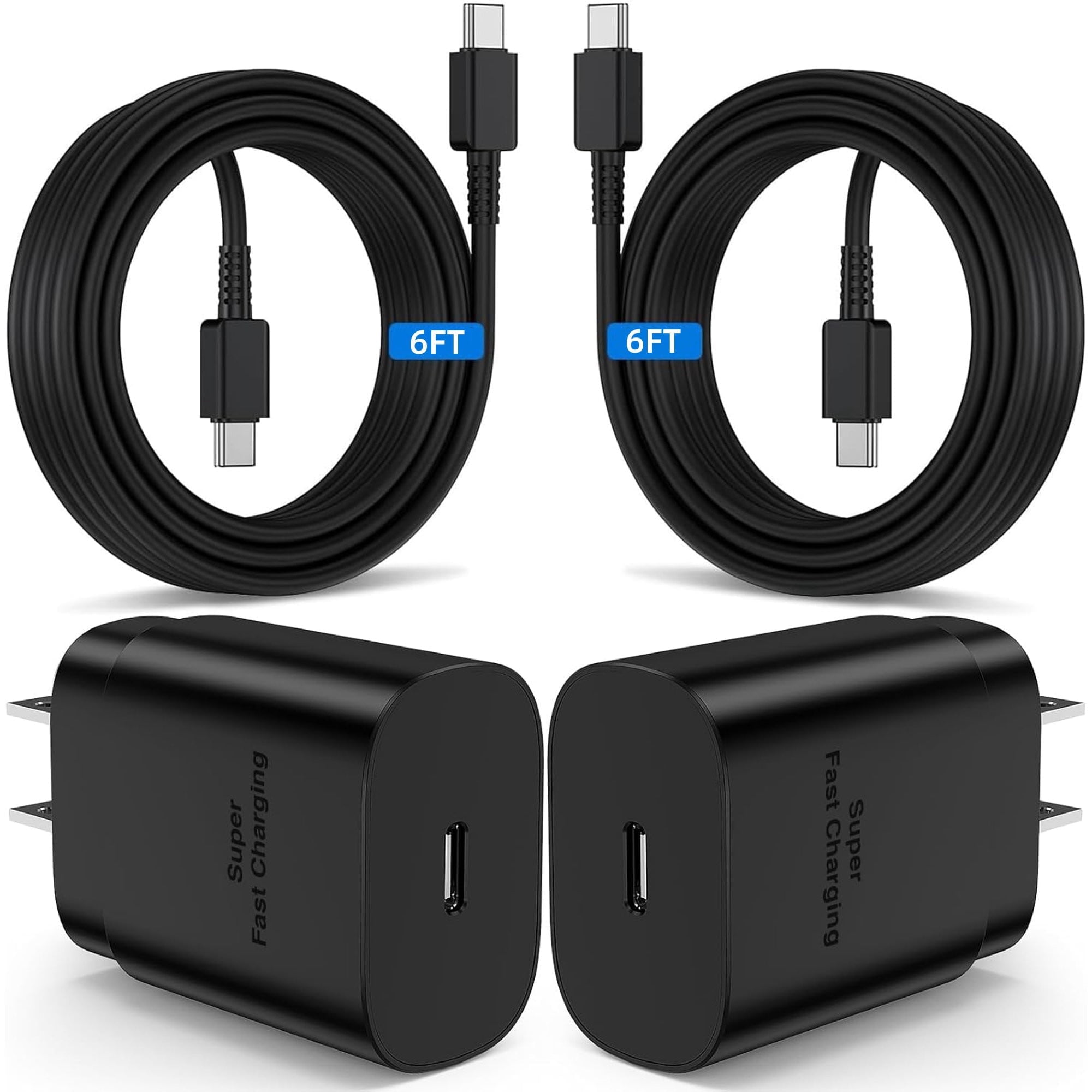 CABEPOW Super Fast Charger Type C, 2 Pack 25W USB C Wall Charger, 6FT ...