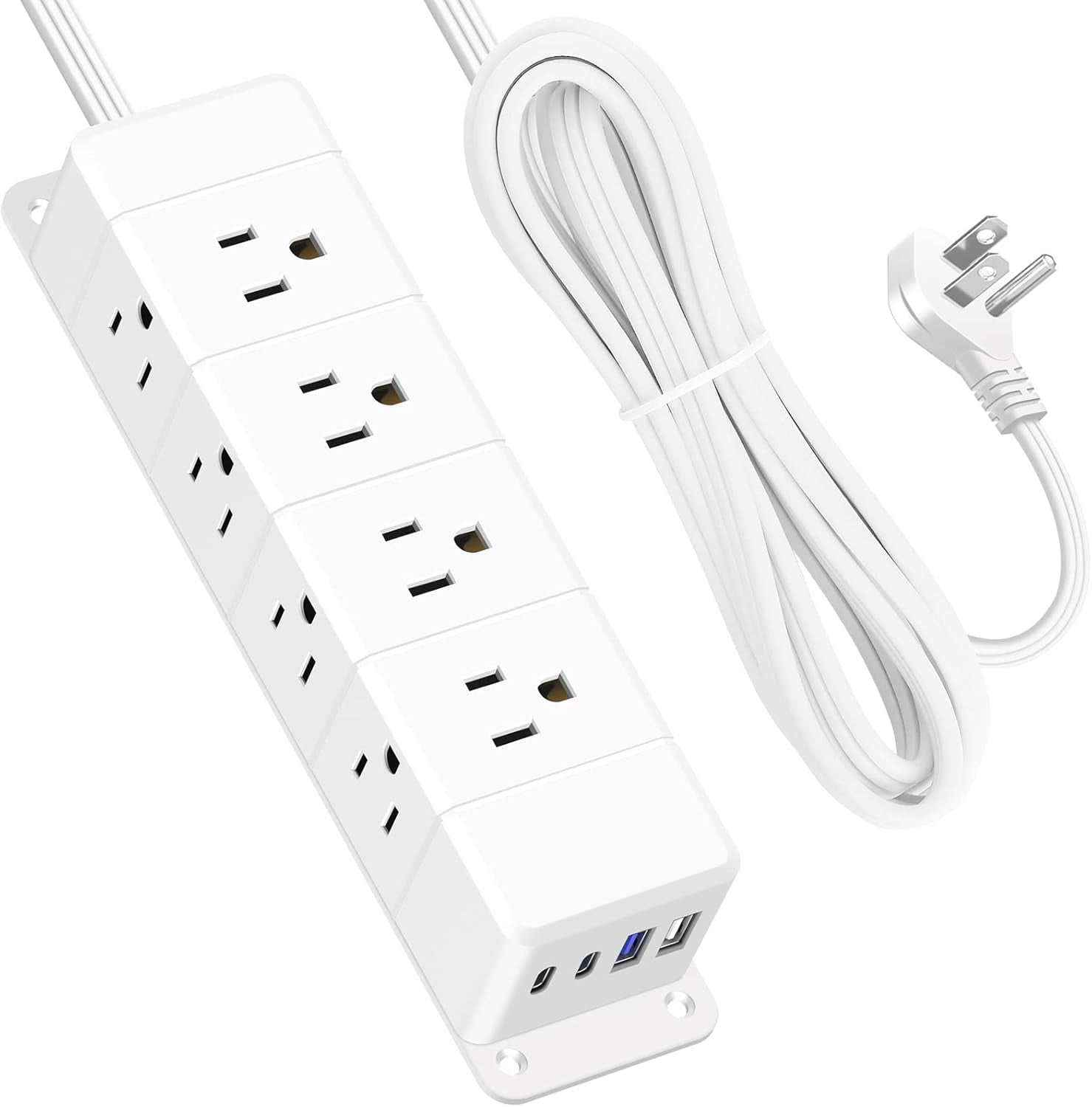 30W USB C Power Strip Surge Protector,Ultra Thin Flat Plug Power Strip ...