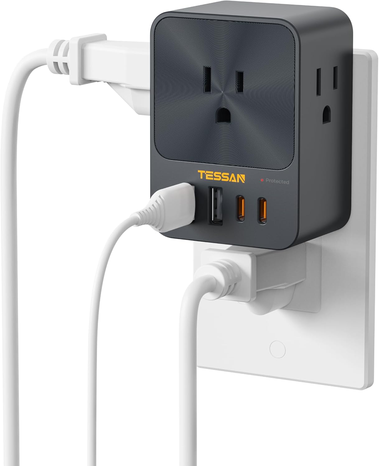 30W Wall Charger, TESSAN Fast Charging Multi Plug Adapter with 3 Outlet ...