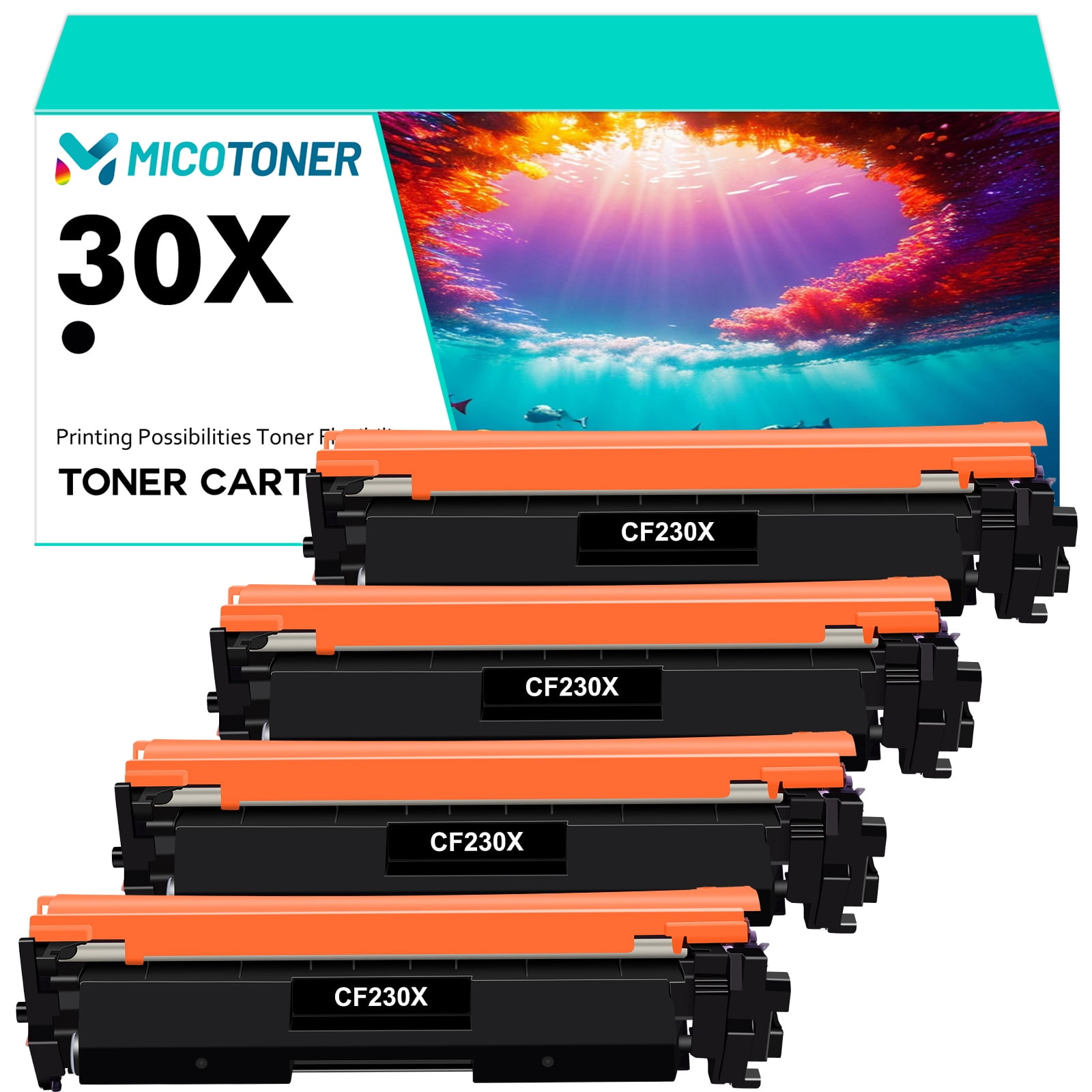 30X 4-Pack Compatible Toner Cartridge for HP CF230X CF230A 30X 30A Work ...