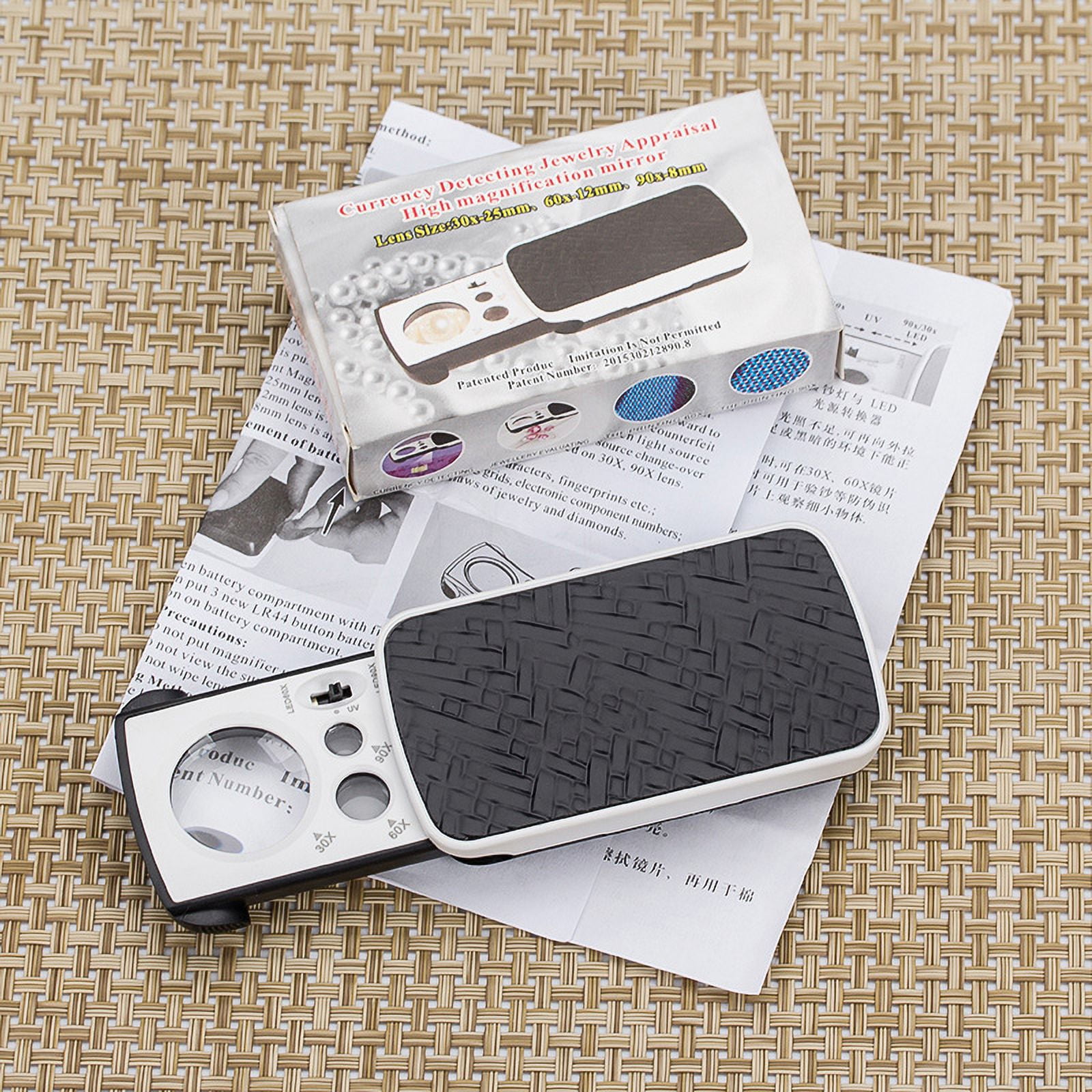 30X 60X 90X Magnifying Glass Jewelry Appraisal Reading Magnifier Loupe ...