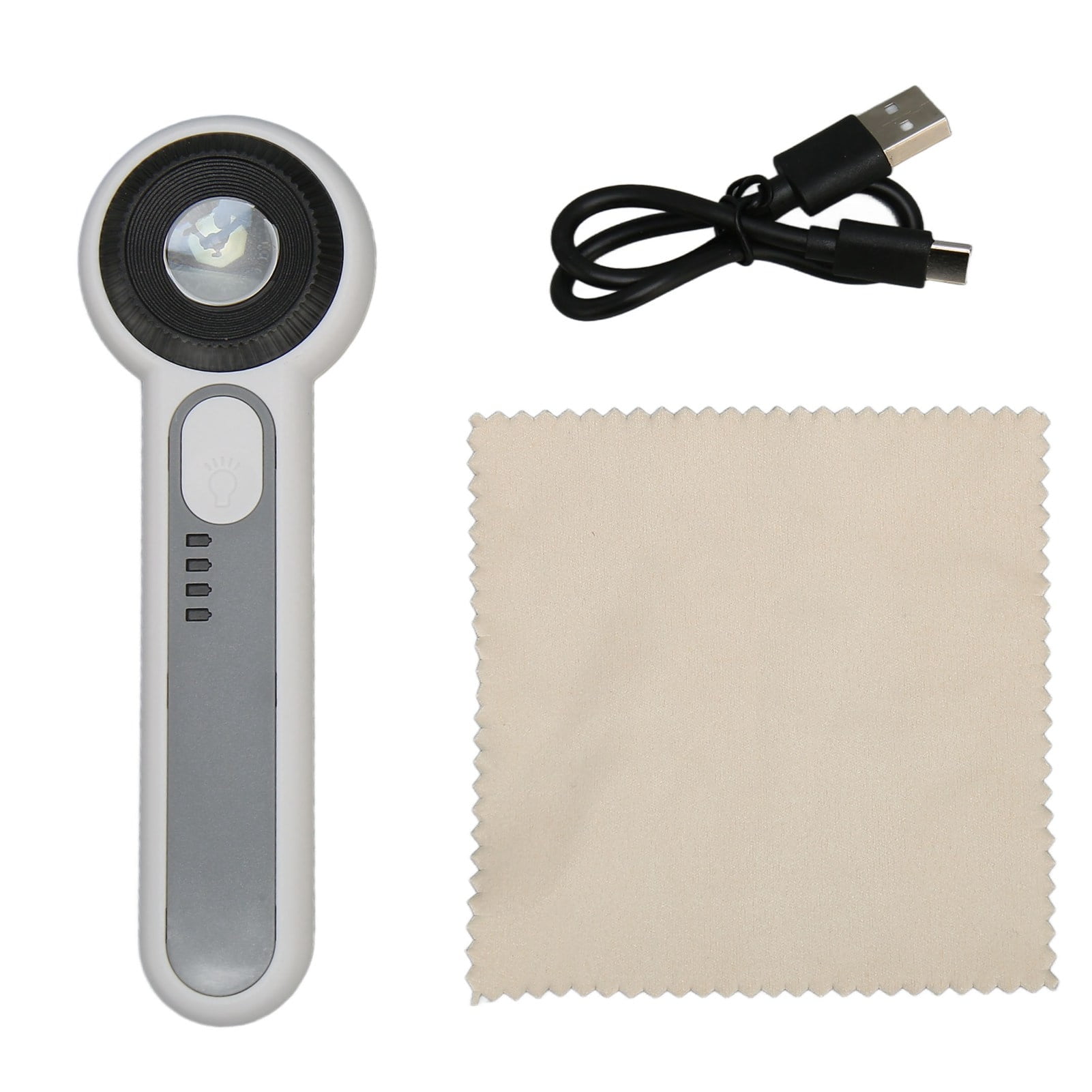 30X Handheld Magnifier 3 Levels Brightness Adjustment Touch Control LED ...