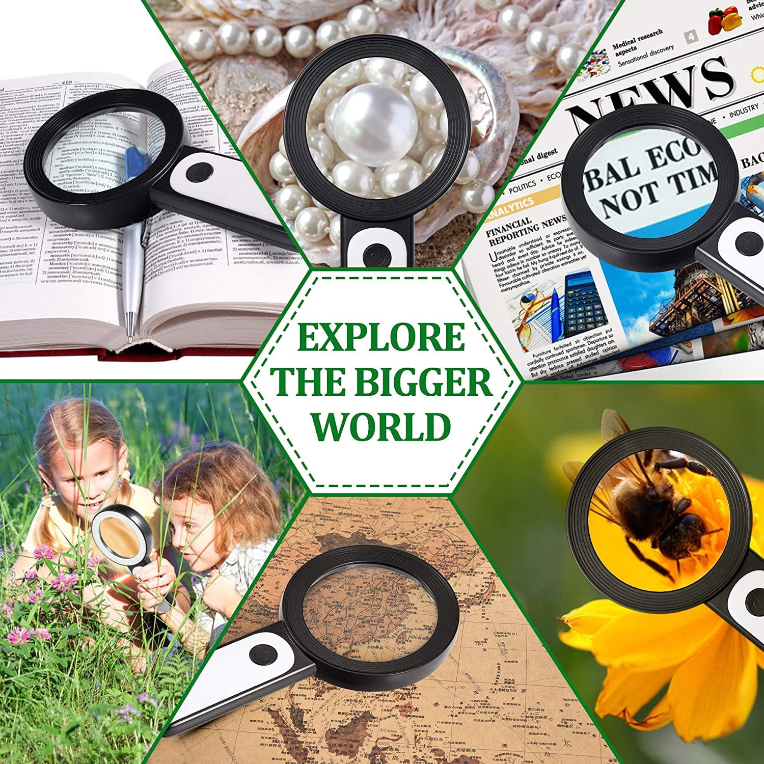 30X Handheld Magnifier, Magnifying Glass with 18 LED Light for Seniors ...