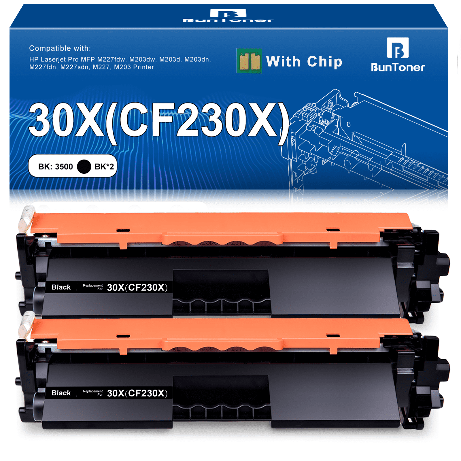 30X Toner Cartridges Compatible for HP CF230X 30X 30A CF230A for HP Pro MFP M203dw M227fdw ...