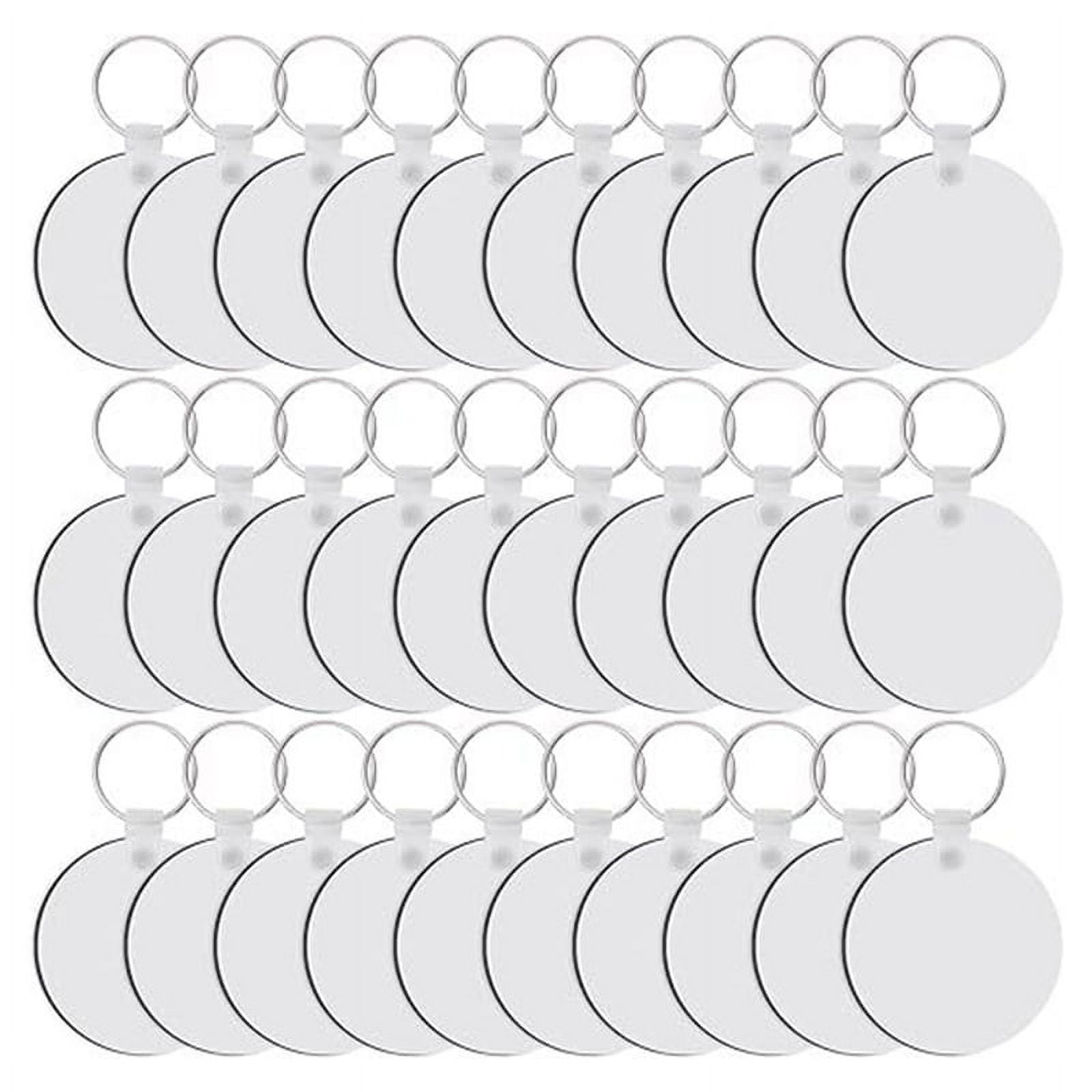 30X round sublimation blanks 30X key rings 30X plastic retaining clips ...