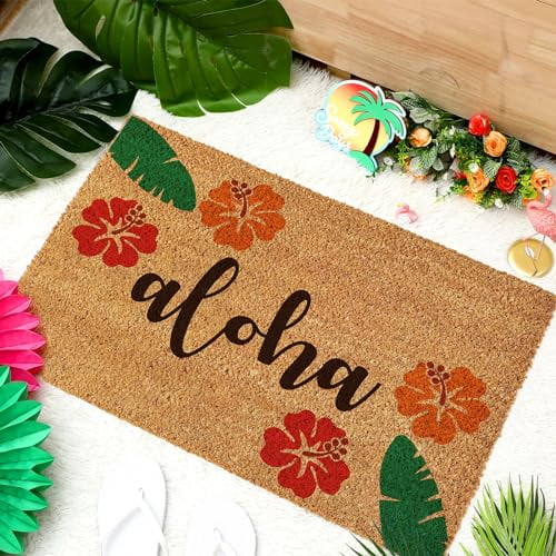 30X17 Inch Aloha Doormat Hawaiian Coir Doormat Summer Beach Tropical ...