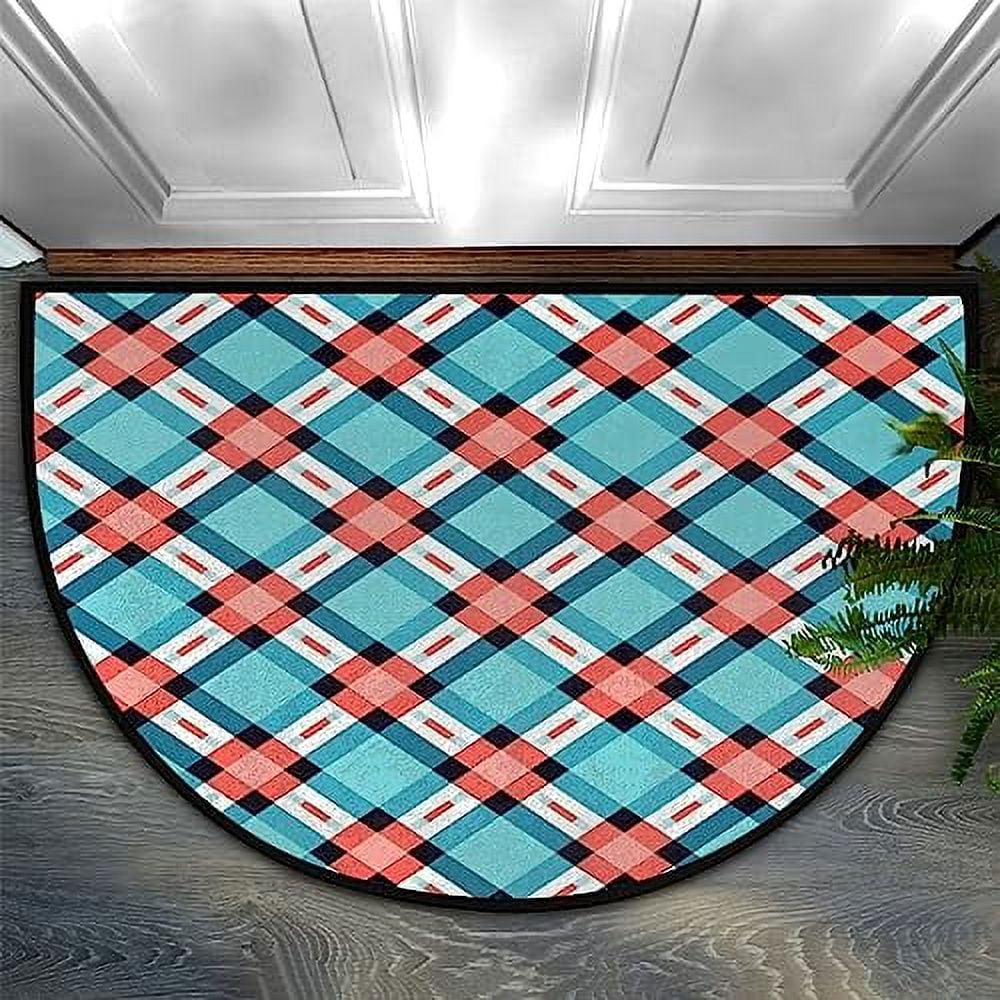30X17 Inch Half Round Door Mat,Geometric Plaid Pattern Non Slip ...