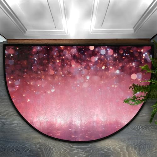 30X17 Inch Half Round Door Mat, Glitter Non-Slip Half Circle Area Rug ...