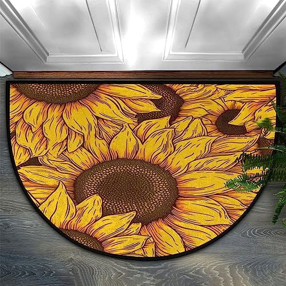 30X17 Inch Half Round Door Mat,Summer Sunflower Flower Pattern Non Slip ...