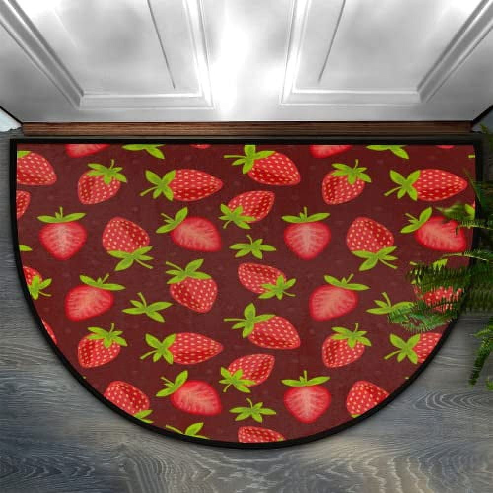 30X17 Inch Half Round Strawberry Doormat, Cute Front Door Mat, Spring ...