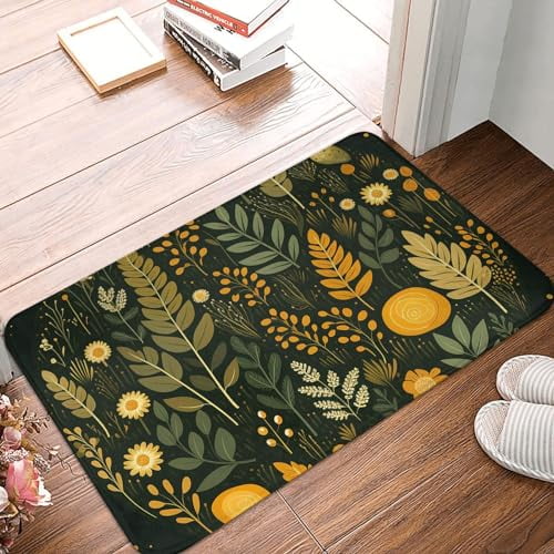 30X17 Inch Leaf Wildflower Front Door Mat Indoor Outdoor Mat in Non ...