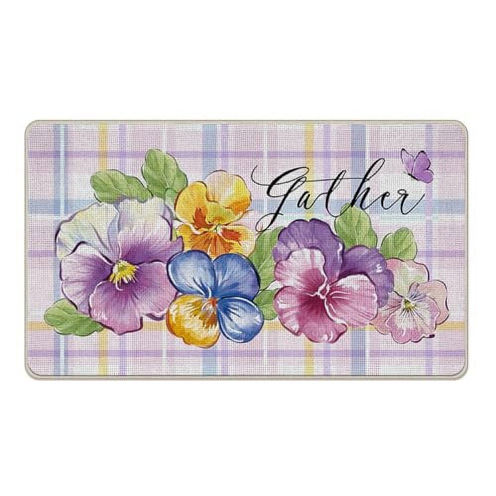30X17 Inch Spring Summer Floral Flower Decorative Front Door Mat, Pansy ...